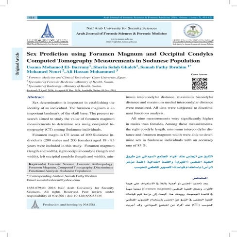 Sex Prediction Using Foramen Magnum And Occipital Condyles Computed