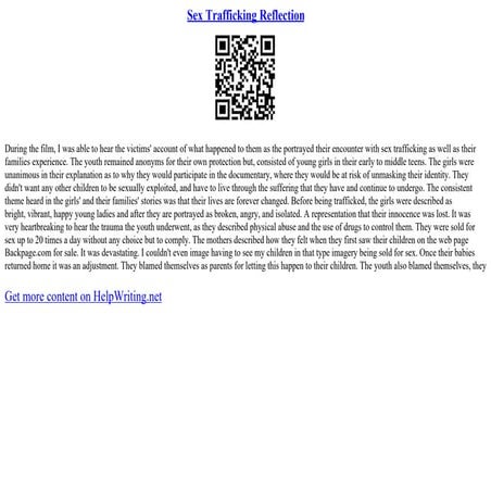 Sex Trafficking Reflection Ppt