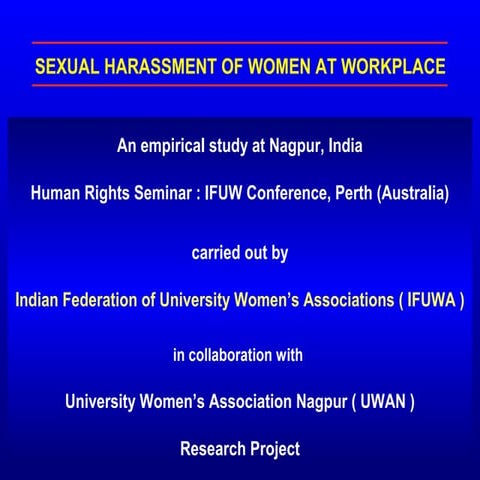 Sexual harassment of women at workplace final | PPT