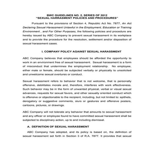 Sexual Harassment Company Policy Form | PDF