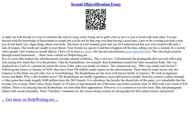 Sexual Objectification Essay Ppt