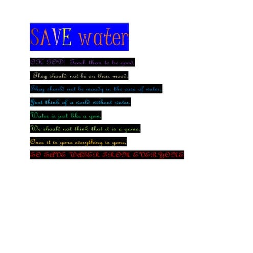 Save Water - A Short Poem | PDF