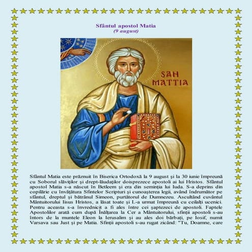 Sfântul apostol Matia (9 august) | DOCX