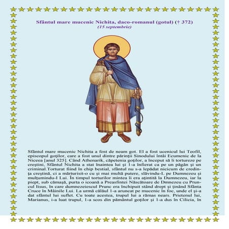Sfântul mare mucenic Nichita, daco-romanul (gotul) († 372) (s.v. 15 ...