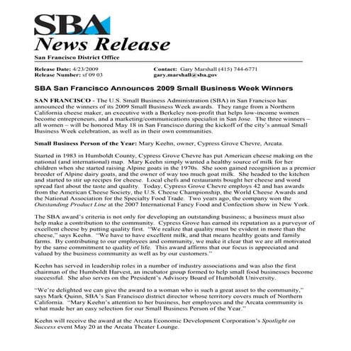 SBA News Release Apr 23 | PDF