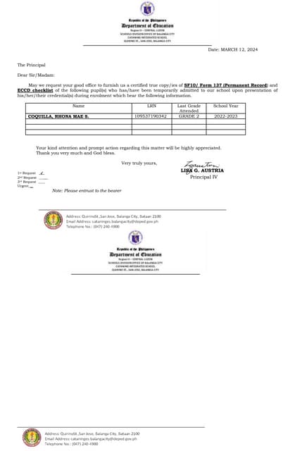 Letter for the Barangay captain to request a gasoline gasoline.docx | Education