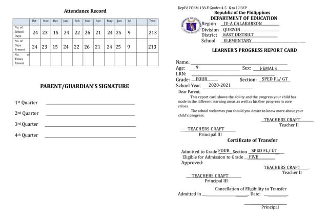 REPORT CARD OF GRADE 2 2025-2026 MATATAG | PDF