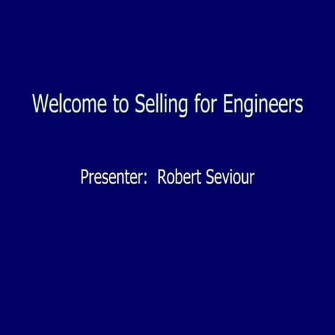 Sales Engineer Training - Selling for Engineers | PPT