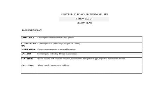 Maths class 4 CH- Data Handling lesson plan.docx | Educational Assessment | Education