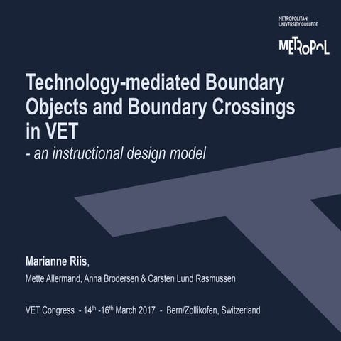 Technology-mediated Boundary Objects and Boundary Crossings in VET | PPTX