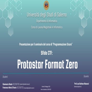 Sfida CTF: Protostar Format Zero | PPT