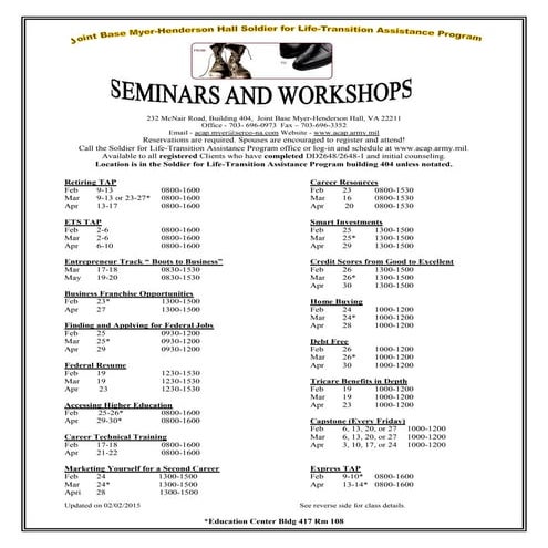 JBM-HH SFL-TAP schedule - Feb.-April 2015 | PDF