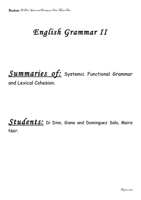 Sfl And Lexical Cohesion Gianna Maira Doc