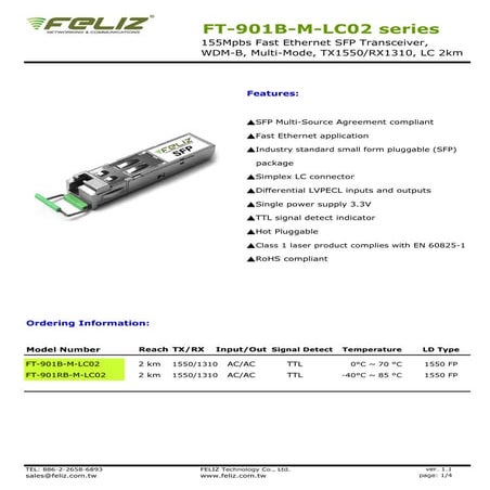 Sfp(ft 901 b-m-lc02)-datasheet_ver_1.1 | PDF