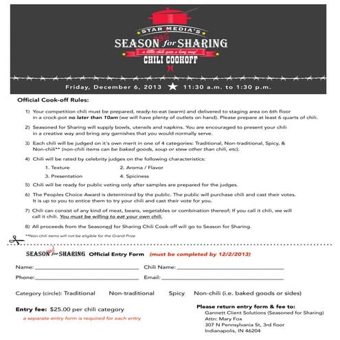 Seasoned for Sharing Chili Cook-Off Entry Form | PDF