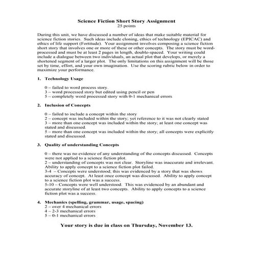 Sf short story assignment | PDF