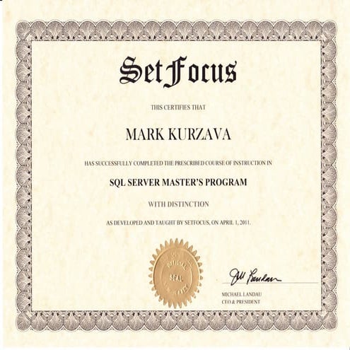 SetFocus SQL Server Certificate | PDF