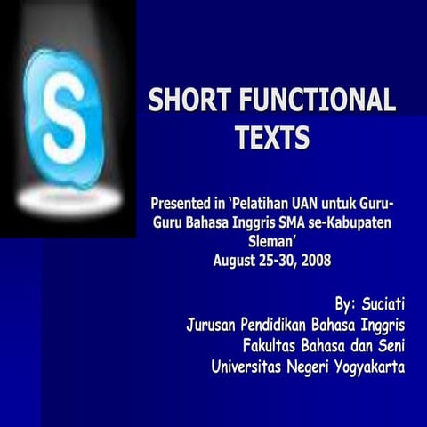 english class about short functional text | PPT