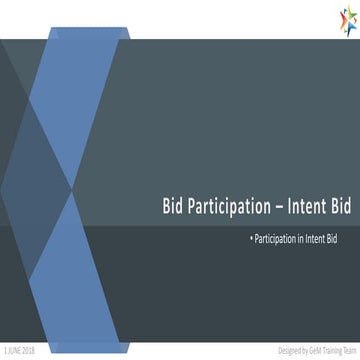 Seller Module GeM 3.0 - Bid Participation: intent bid | PDF