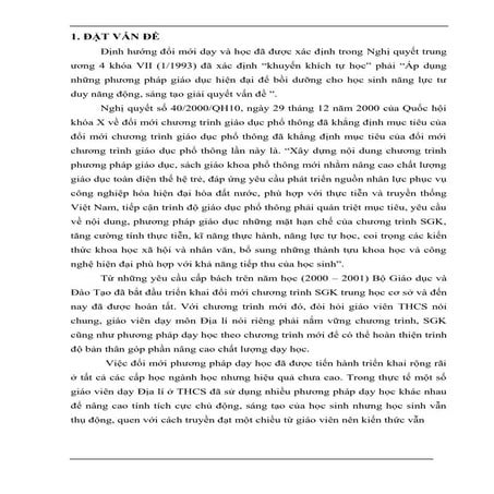 9 Bai Mau Sang Kien Kinh Nghiem Dia Li 8 Theo Chuong trinh GDPT 2018 | PDF