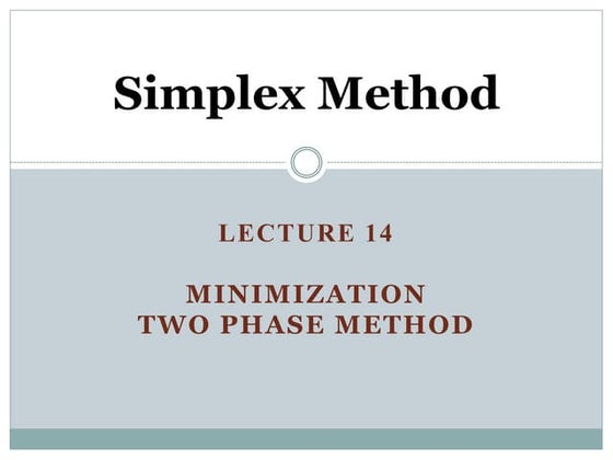 Simplex method: Slack, Surplus & Artificial variable | PPT