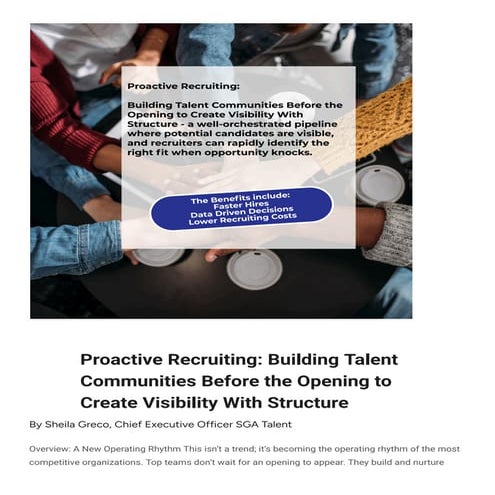 SGA TALENT Proactive Recruiting: Building Talent Communities for ...