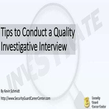Security Guard Training: Investigative Interviews | PPTX