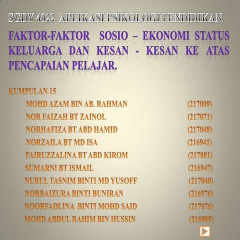 Sgdy 4022 aplikasi psikologi pendidikan tugasan 2 | PPT