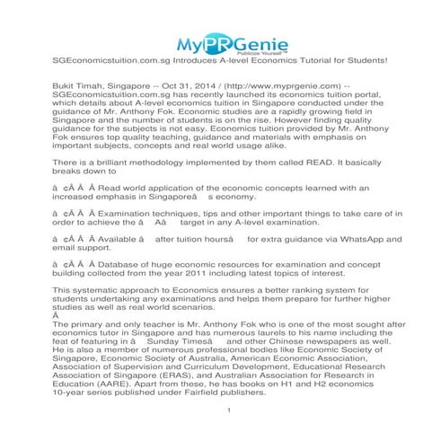 Economics Tutor | PDF | Education industry | Industries