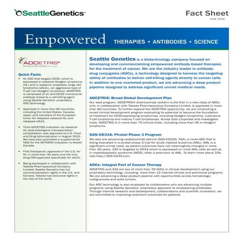 Seattle Genetics Fact Sheet June 2016 | PDF
