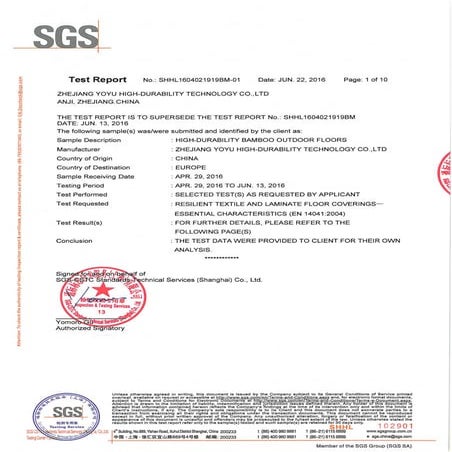 SGS TEST REPORT-YOYU outdoor decking | PDF