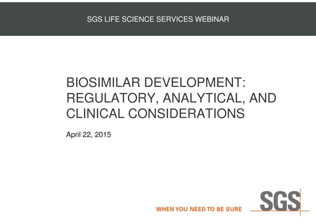 Biosimilar Development Regulatory, Analytical, and Clinical ... Biosimilar Development Regulatory, Analytical, and Clinical ...