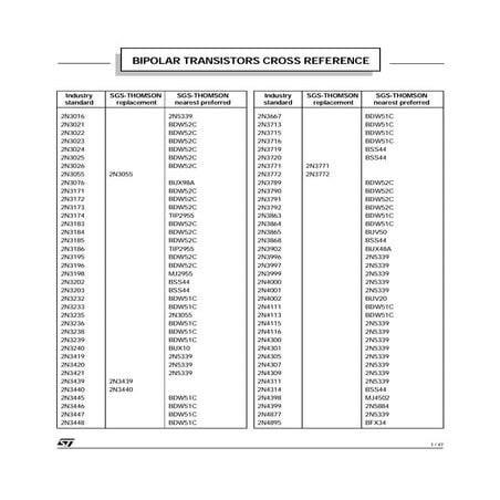 Transistors & i cs cross references