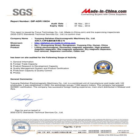 Sgs certificate | PDF