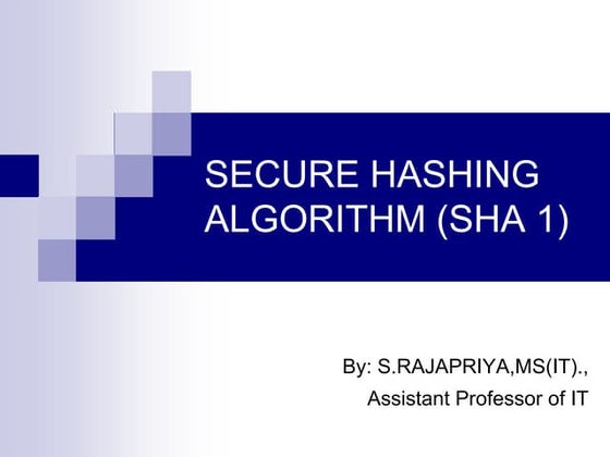 Sha 1 Algorithm Ppt