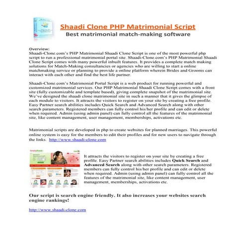 Shaadi clone Script | PDF