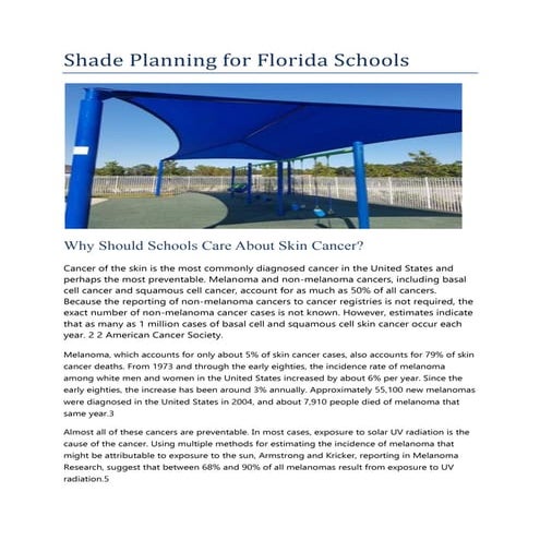 Shade Planning for Florida Schools | Creative Shade Solutions | PDF