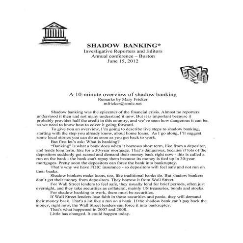 Introduction to Shadow Banking | PDF