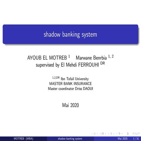 Ayoub EL MOTREB Shadow banking system | PDF