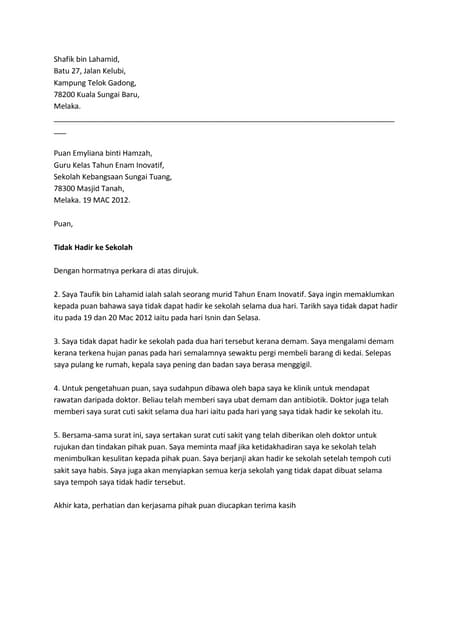 Contoh surat amaran ponteng | DOC