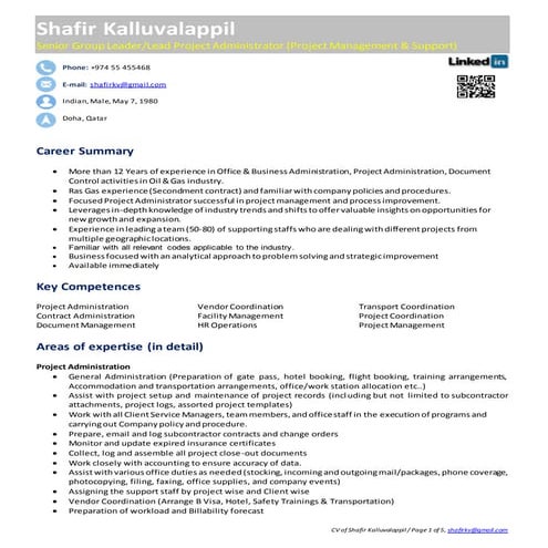 Senior Group Leader / Lead Project Administrator | DOCX