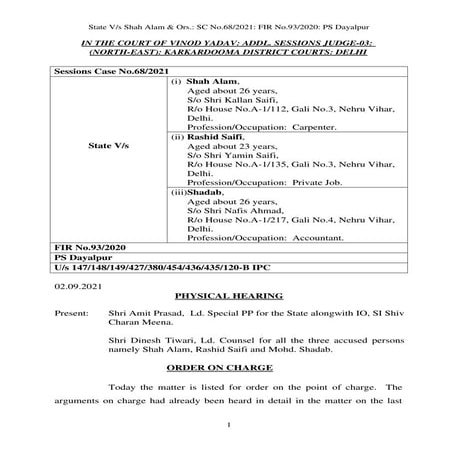 Shah alam discharge delhi court order sep 2 | PDF