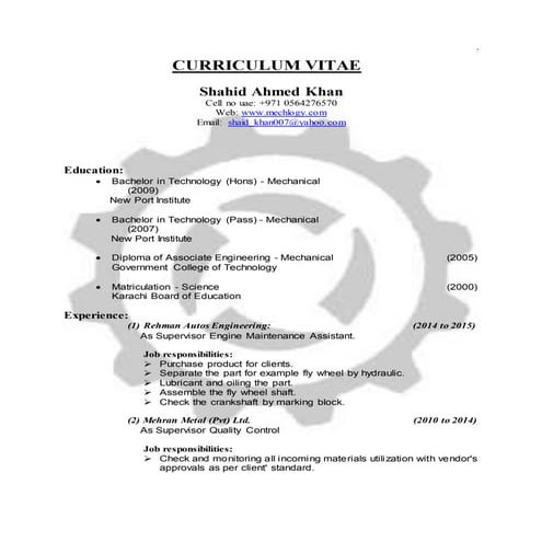 Shahid khan curriculum vitae | DOCX