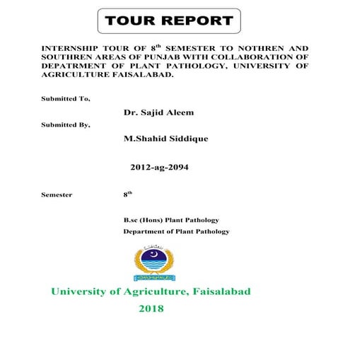 Shahid siddique tour Report | PDF