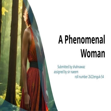 A phenomenal women by maya Angelou's summary & critical analysis | PPTX