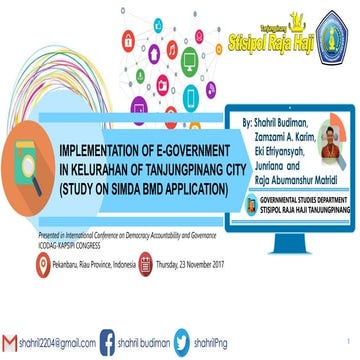 IMPLEMENTATION OF E-GOVERNMENT IN KELURAHAN OF TANJUNGPINANG CITY ...