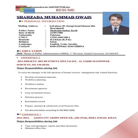 Shahzada muhammad owais | DOC