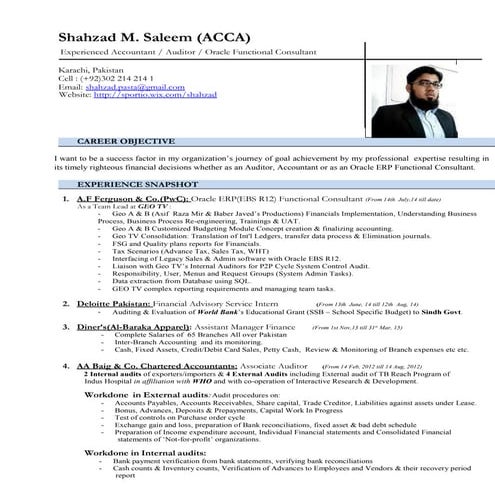 Shahzad M Saleem_ACCA_Resume | PDF