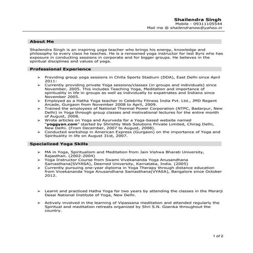 Shailendra singh final resume | DOC