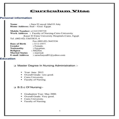 Shaimaa Ali Cv Pdf